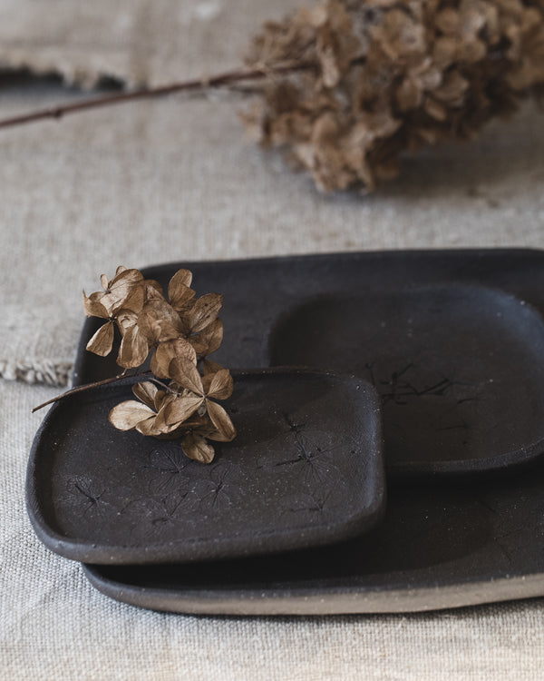 Matte Black Rustic small rectangular Plates - Clay Beehive