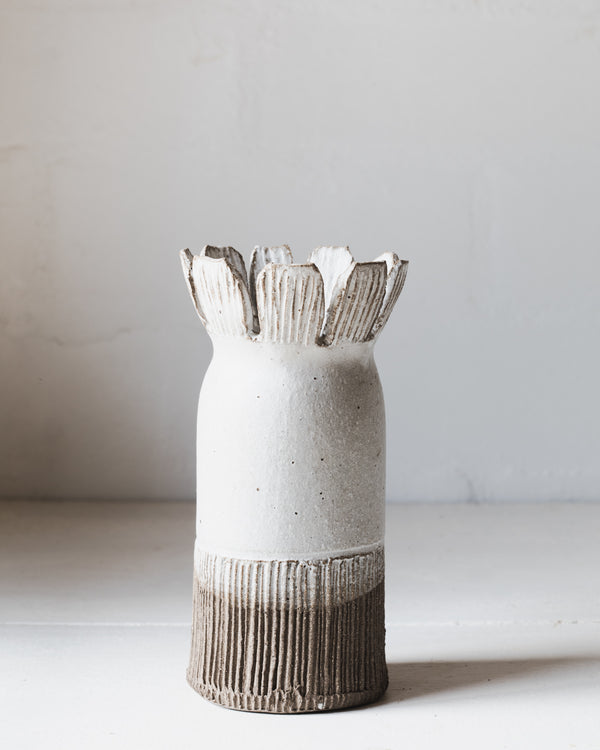 Rustic Large scalloped rim vase - Clay Beehive