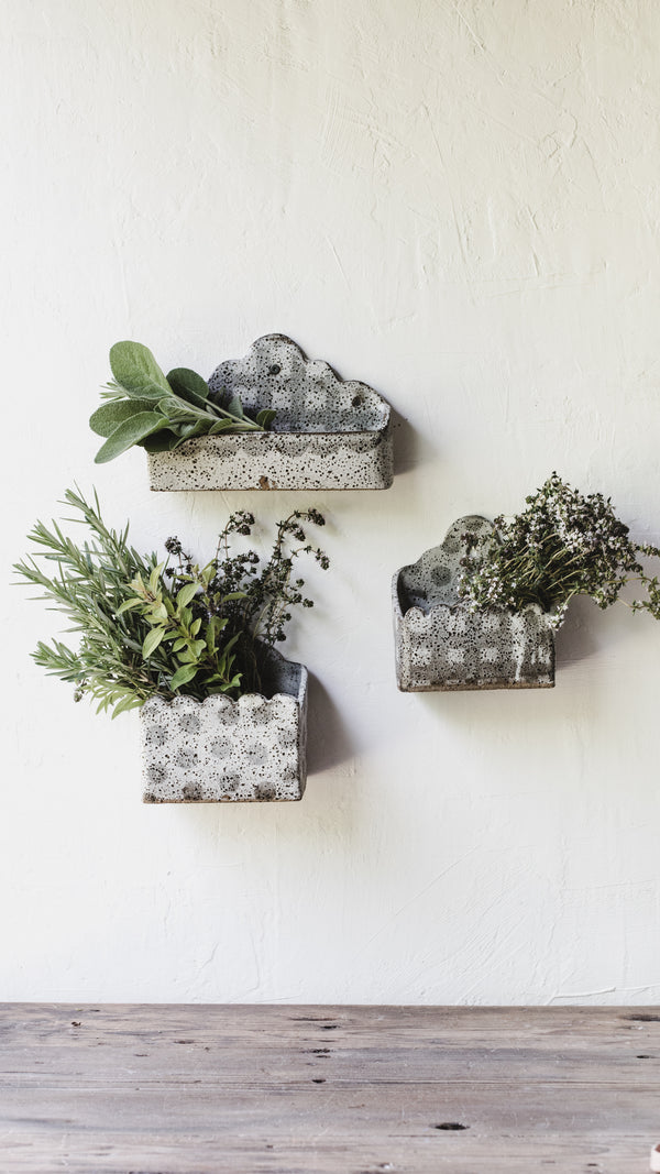 Rustic Wall hanging Boxes/planters with a Scalloped back detail - Clay ...