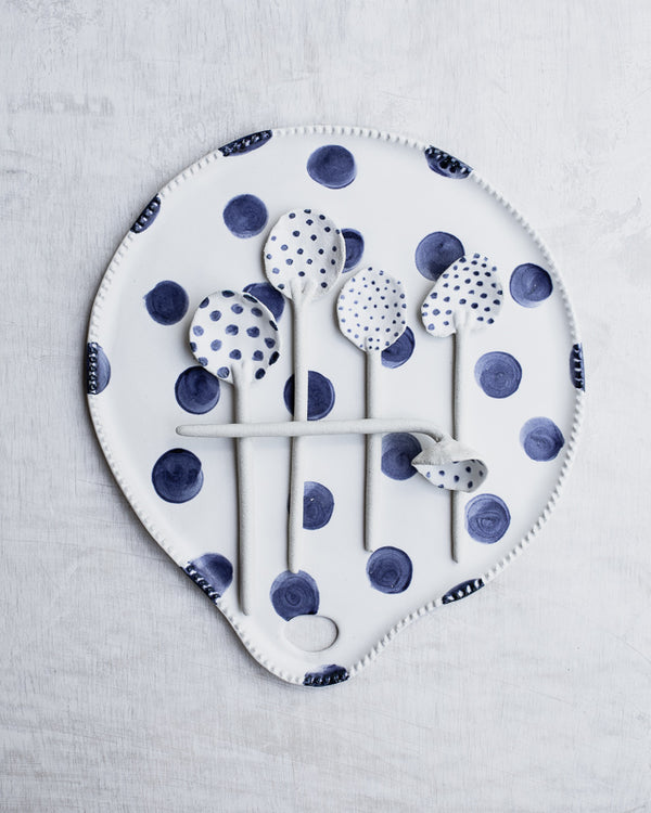 Spotty spoons in navy blue + candle flame snuffer - Clay Beehive