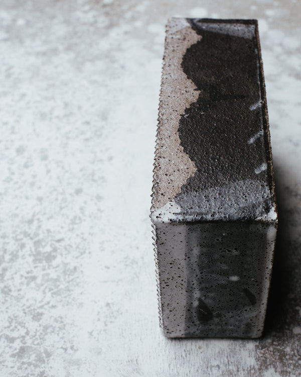 Rustic rectangle box with serrated edging - Clay Beehive